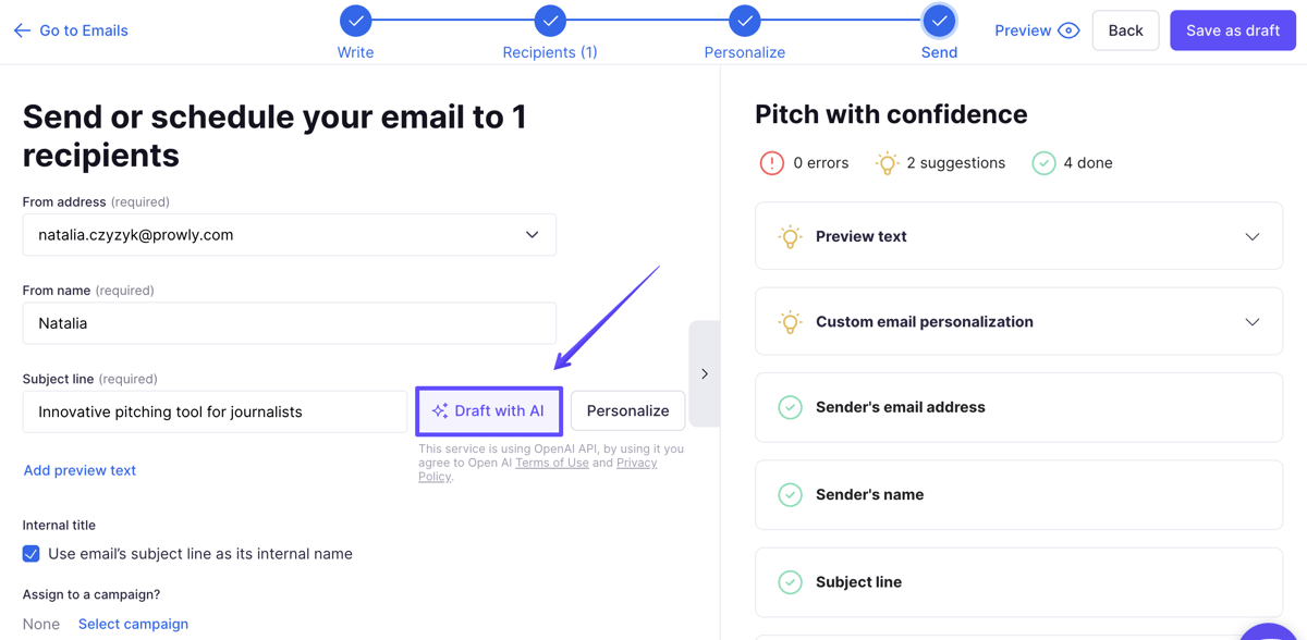 How to draft subject line & preview text with AI?