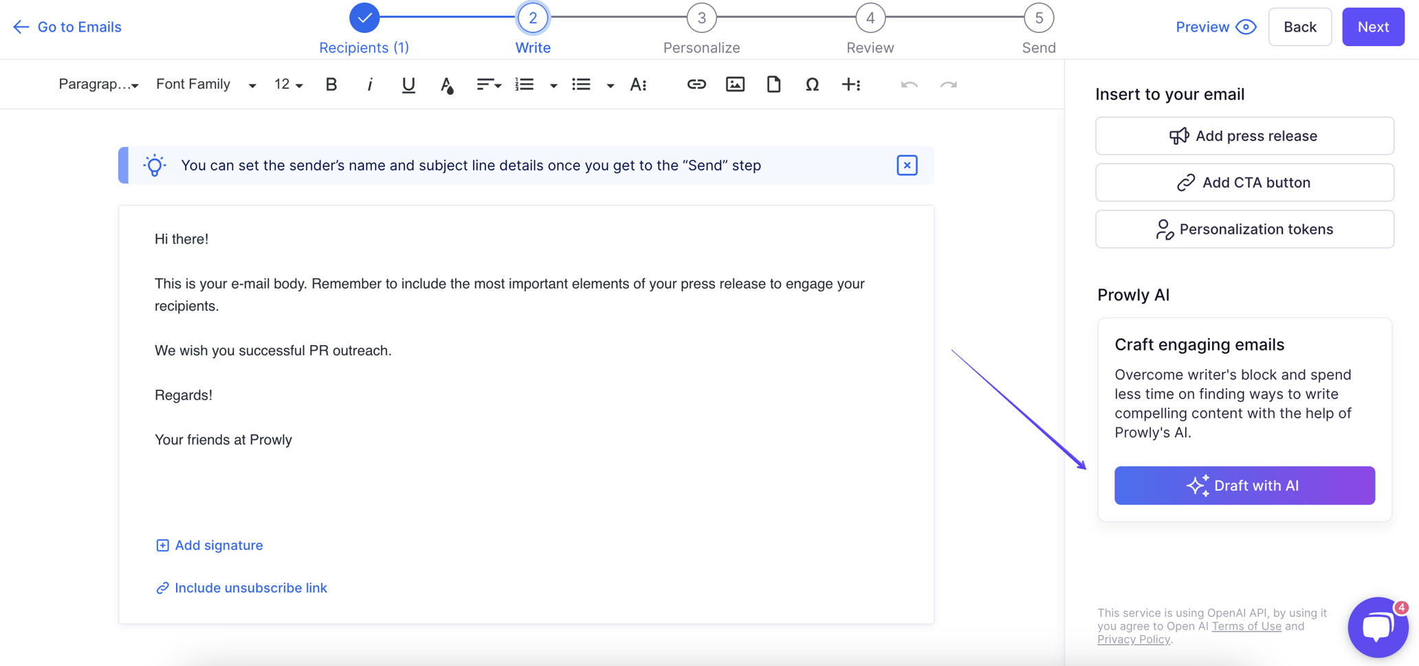 How to draft an email with AI?