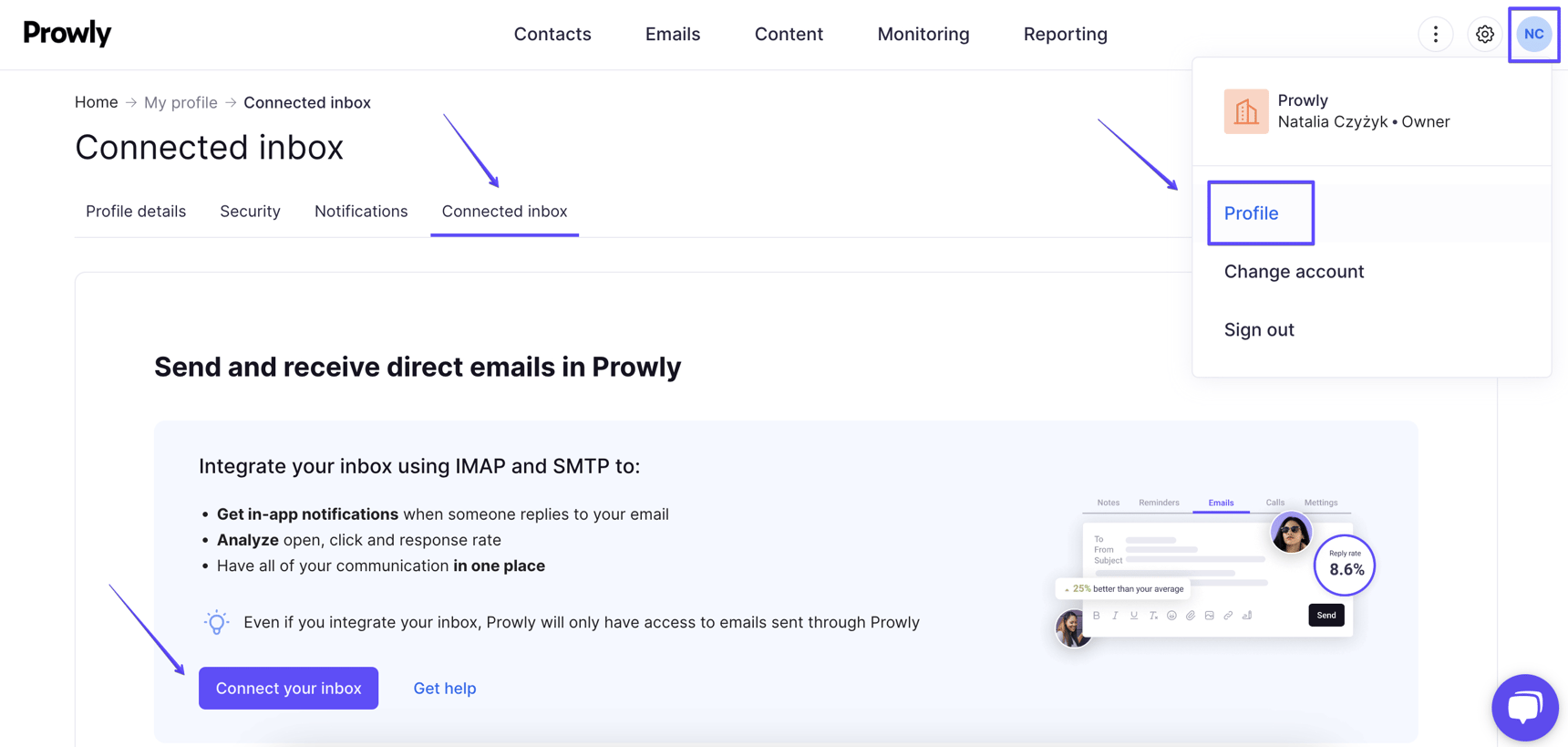 How to connect my mailbox to Prowly